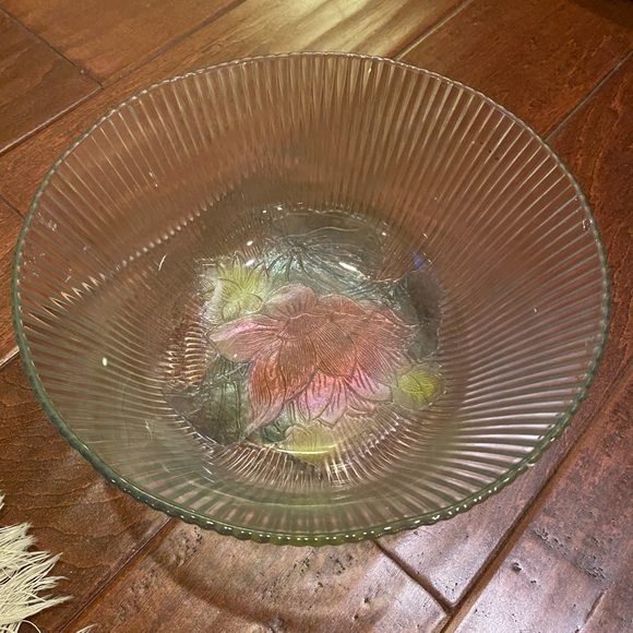 Accents | Rare Vintage Kig Malaysia Pressed Glass Bowl Embossed Colored ...